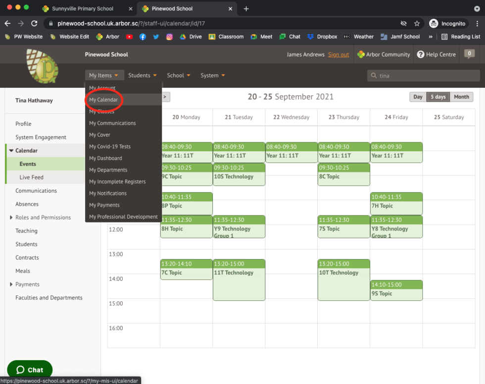 Arbor - Taking Attendance - Pinewood School Academy Trust